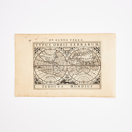 MINIATURE WORLD MAP TWO HEMISPHAERES, Bertius, Amsterdam 1616. Books ...