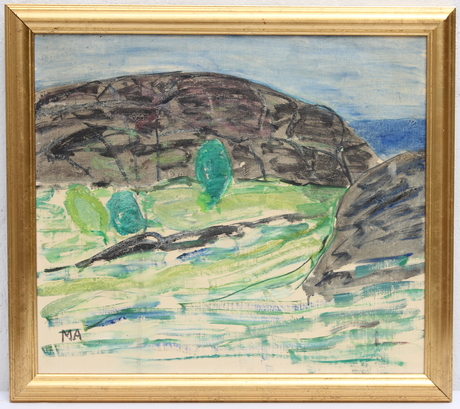 MAJ ARNELL. "Brevik I". Olja på duk, signerad med initialer. Konst ...