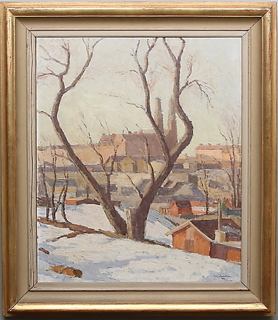 ELLIS WALLIN. "March winter". Oil on Board, signed and dated -44. Art ...