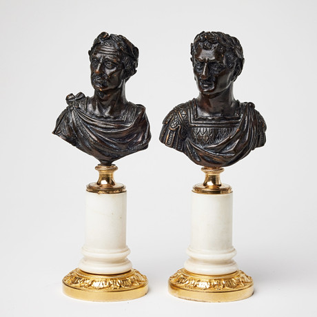 A pair of late 18th/early 19th century emperor busts, Grand Tour ...