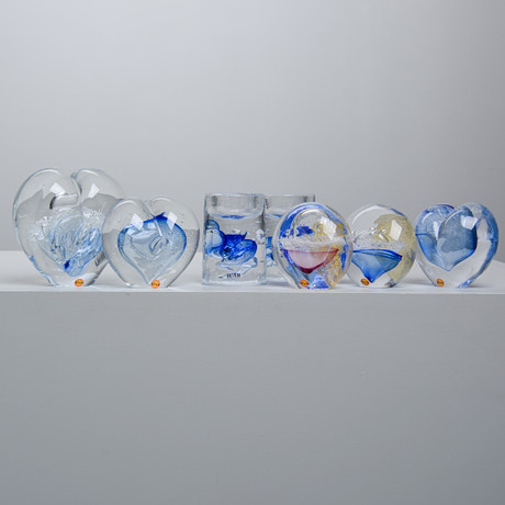 GLASHYTTAN ULVEN, 7 delar, bl.a ljusstakar. Glas - Konstglas - Auctionet