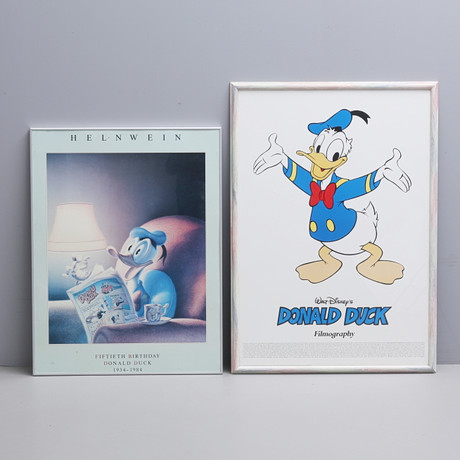 Two 1980's Donald Duck posters. Art - Engravings & Prints - Auctionet