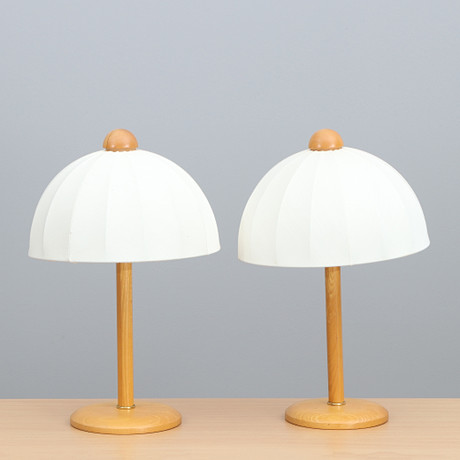 ANETA, TABLE LAMPS, A PAIR. Book with textile-covered screens. Second ...