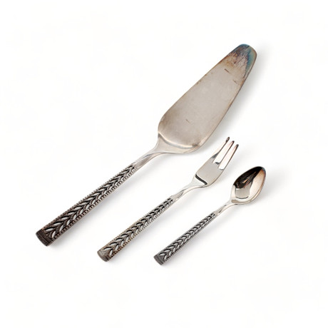 NILS HANSEN. Tårtbestick, silver, 24 delar, "Juvel", Norge, vikt 350 ...
