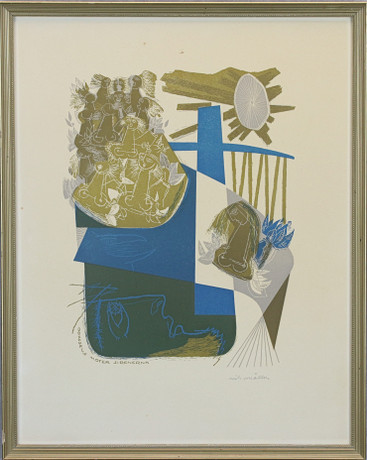 NILS MÖLLER. Lithograph, “Odysseus Meets the Sirens”, signed. Art ...