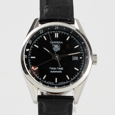 TAG HEUER, Carrera, Twin-Time, 38 mm, steel, automatic, mineral crystal ...