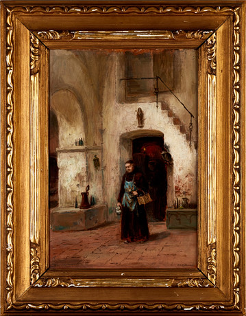 FRANS WILHELM ODELMARK (1849–1937). Munk, signerad, olja på pannå ...