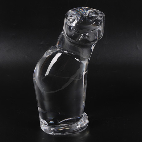 OLLE ALBERIUS. Skulptur, glaskonst, katt, signerad, Orrefors. Glas ...