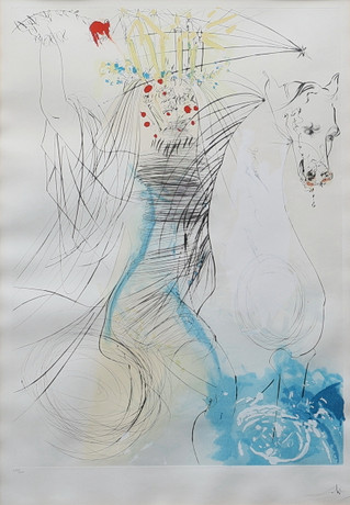 SALVADOR DALÍ. färgetsning och torrnål, "Sankta Lucia, (Le Tromphe de ...
