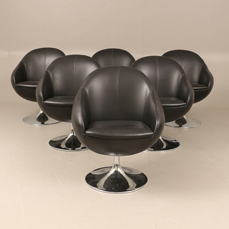 ARMCHAIRS, 6 pieces, “Comet”, leather, Johanson design. Furniture ...