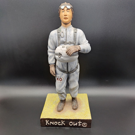 KNOCK OUT CERAMIC ADVERTISING FIGURE: PILOT WITH AVIATOR GOGGLES AND ...