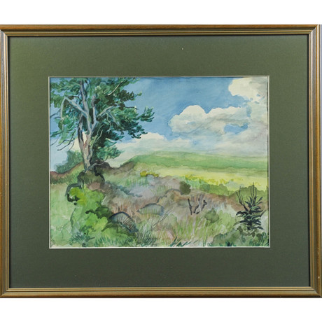 ERIC JOHANSSON. Tree in landscape view, watercolor. Art - Paintings ...