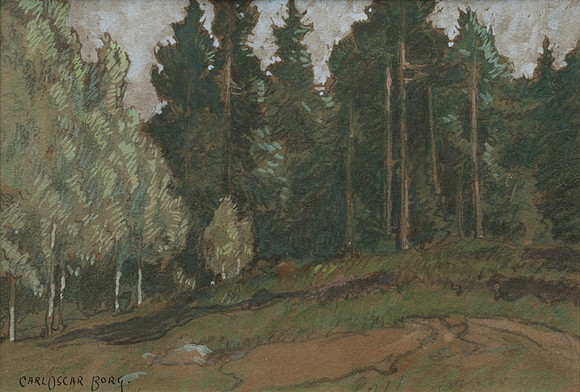 CARL OSCAR BORG, gouache, skogslandskap Dals-Ed i Dalsland, signerad ...