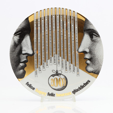 FORNASETTI. BARRELS. Porcelain with calendar decor, 2001. “34 Piatto ...