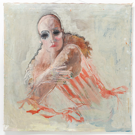 OIDENTIFIERAD KONSTNÄR, porträtt av Alexandra Charles, Olja på duk ...