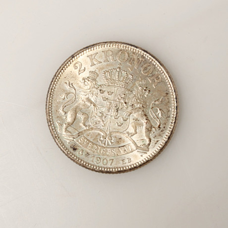 MYNT silver 2 kr år 1907. Mynt, Medaljer & Frimärken - Mynt & Sedlar ...