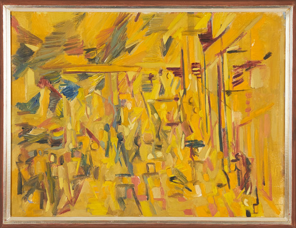 FRED ANDERSSON. “Folksamling” oil painting on canvas, signed and dated ...