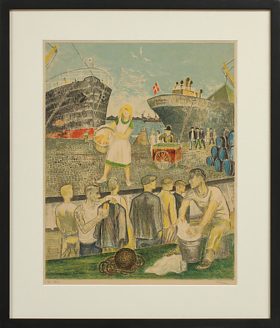 TORSTEN BILLMAN. Port image, color lithograph, signed and numbered 96/ ...