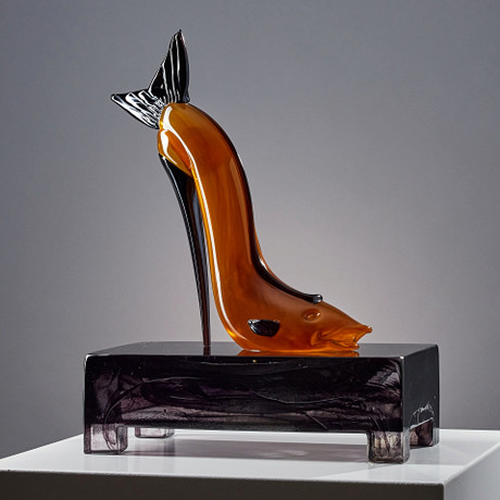 KJELL ENGMAN. Skulptur, Kosta Boda, unik, i form av högklackad sko i ...