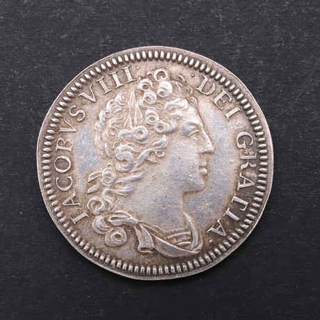 A JAMES VIII OF SCOTLAND SILVER GUINEA (1716) 1828 STRIKE. Coins ...