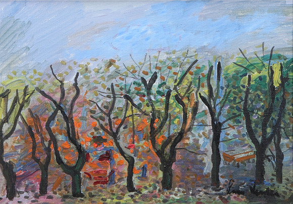 LARS HERDER. Oil painting on canvas. Park Motif. Signed. Art ...