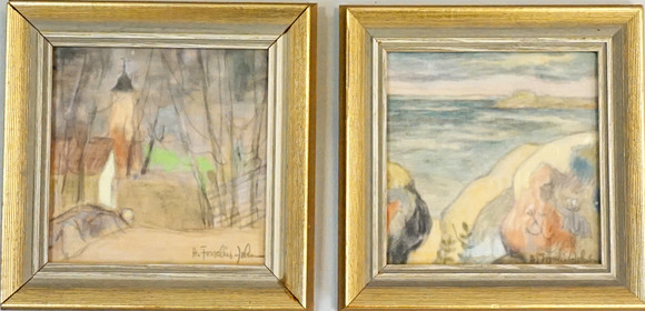 ASTRID FORSELIUS JOHNSON (1913-2003), tavlor 2 st, pastell ...
