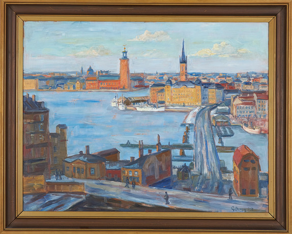 GUNNAR BERGQVIST. View of the locks, oil on panel, signed G Bergqvist ...
