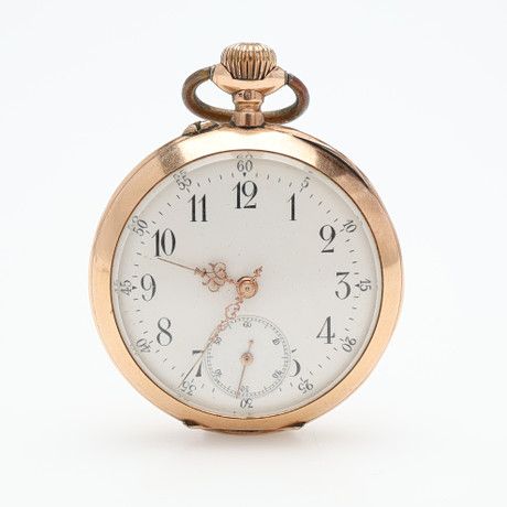 A MEN'S POCKET WATCH, CUIVRE, 14k gold, anchor channel with crown ...