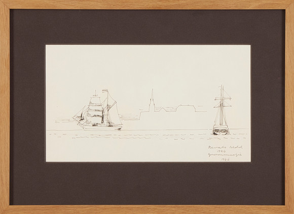 GORDON MACFIE (1915-1971). Ship motif, ink drawing, signed, 1966. Art ...