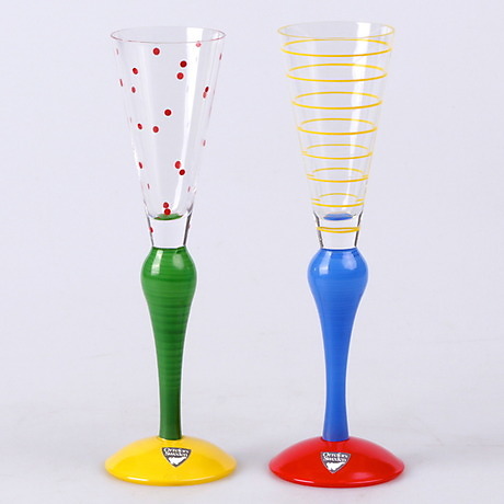 SNAPSGLAS, 2 pcs. "Clown", signed, Anne Nilsson, Orrefors. Glass ...