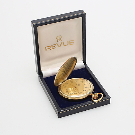 POCKET WATCH, savonette, gold 14k, Revue. Clocks & Watches - Pocket ...
