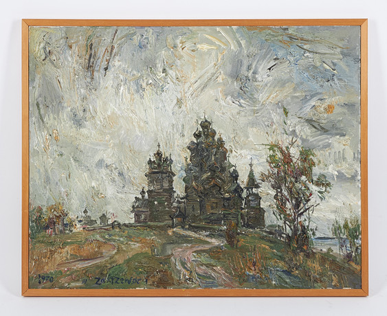 WLODZIMIERZ ZAKRZEWSKI (1916-1992). Church, signed and dated 1970, oil ...