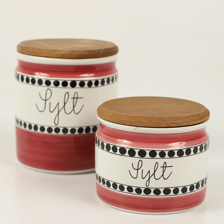 MARIANNE WESTMAN. Syltburkar, 2 stycken, "Arom", flintgods med teaklock ...