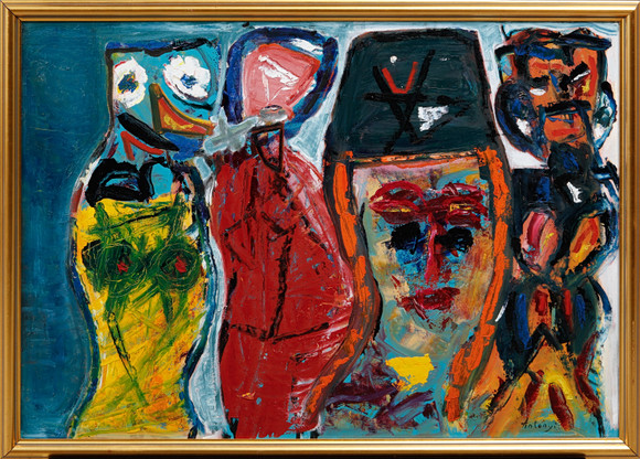 IMRE ANTONYI. Figure composition, oil on panel, signed. Art - Paintings ...