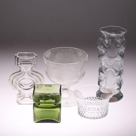 A set of five Finnish glass objects, 20th century. Glass - Art glass ...