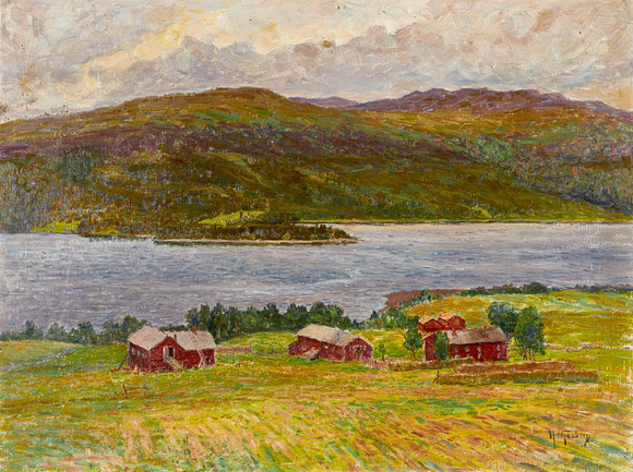 ANTON GENBERG (Sverige, 1862-1939), Norrländskt sommarlandskap. Konst ...