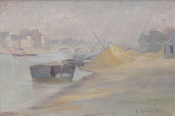 LOTTEN RÖNQUIST. "Paris, Quai d'Orsay", olja på duk, signerad och ...