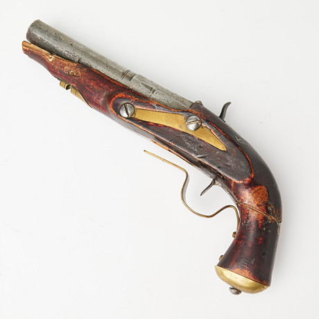 A 19th century flail lock gun, iron and brass, factory-work. Weapons ...