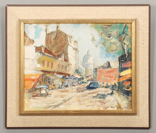 KNUT NORMAN. Oil on panel, Stadsbild, signed. Art - Paintings - Auctionet