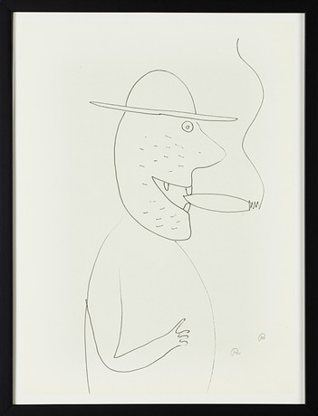 ROGER RISBERG (Sweden, Göteborg,1956-2011), Figure with hat in profile ...