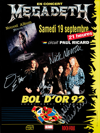 MEGADETH, AUTOGRAPHS, 1992, signed concert poster. Konst - Grafik ...