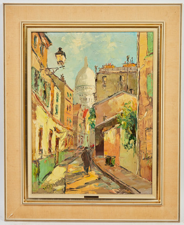 WALTER PRESCHER VAN ED. Painting, Parisian street scene in Montmartre ...