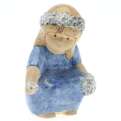 LISA LARSON. figurine, flower girl “Maja”, stoneware, signed, dated -84 ...