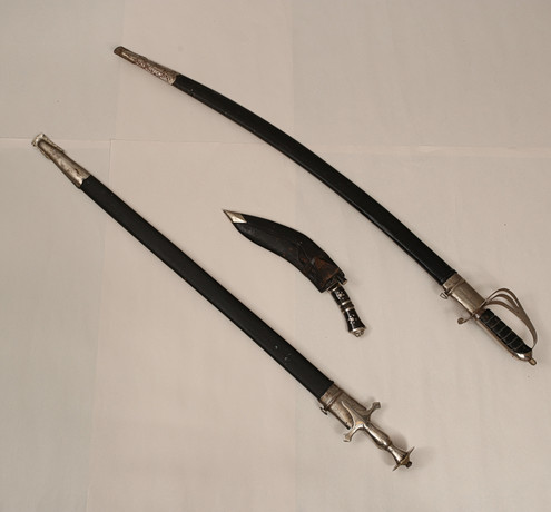 DECORATION WEAPON, Indian saber and tulwar, Nepalese Gurkha knife Kukri ...