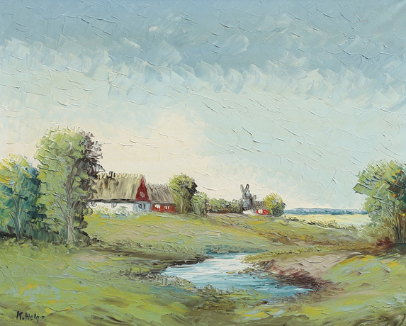KARL HELGO. oil on canvas, farm landscape, signed. Art - Paintings ...