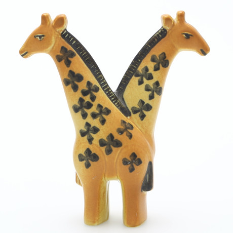 LISA LARSON. figurine, “Giraffes - Noah's Ark”, stoneware, stamped Lisa ...