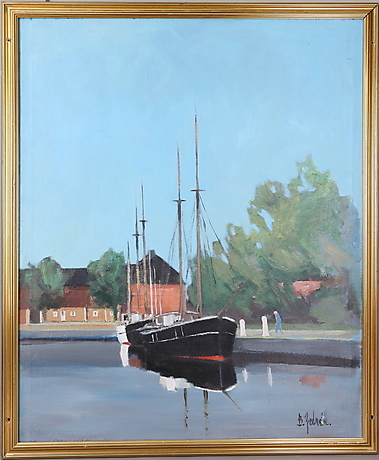 BERT ZEDRÉN. Port motif, oil on canvas. Art - Paintings - Auctionet