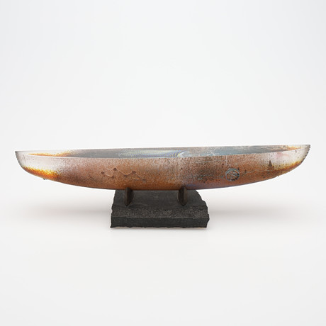 BERTIL VALLIEN. SCULPTURE IN THE FORM OF BOAT WITH ENCLOSED OBJECTS ...