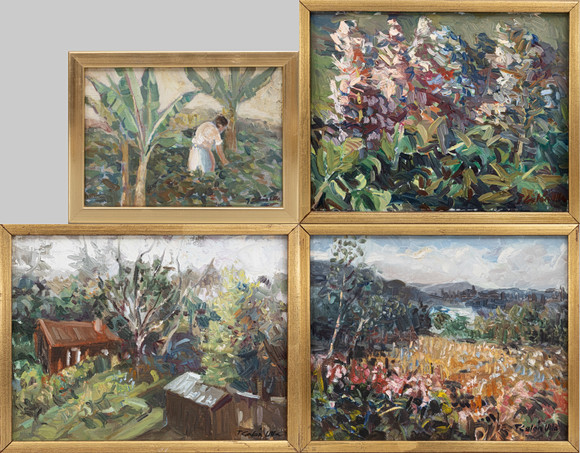TEÓFILO GALÁN ULLA. 4 nature motifs, oil on canvas, signed. Art ...