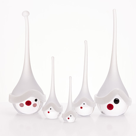 ULLA-CARIN BERGQVIST. glasskulpturer, 5 st, "Tomte putte", för ...